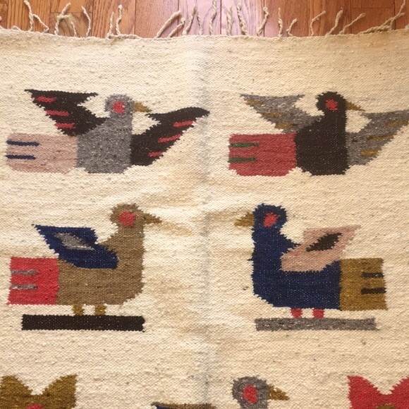 Art | Vtg Large Wool Tapestry South American Tribal Birds Wall Hanging ...